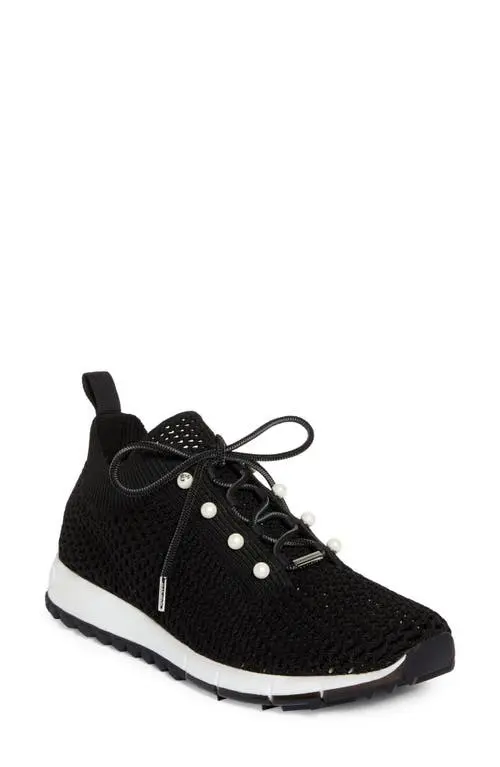 JIMMY CHOO Veles Imitation Pearl Knit Sneakers - X Black Mix