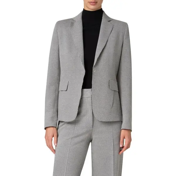 Akris Micro Houndstooth Single Breasted Blazer