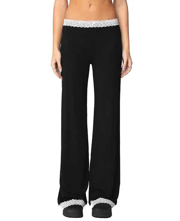 EDIKTED Domino Lace Trim Pants