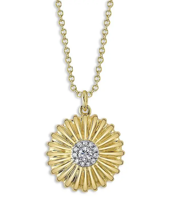 Moon Meadow 14k Yellow Eden Diamond Flower Pendant Necklace In