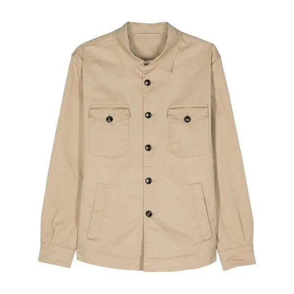 MAZZARELLI Stretch-cotton Twill Shirt - Beige