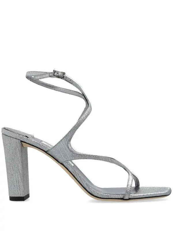 JIMMY CHOO Metallic Sandals With High Stacked Heel