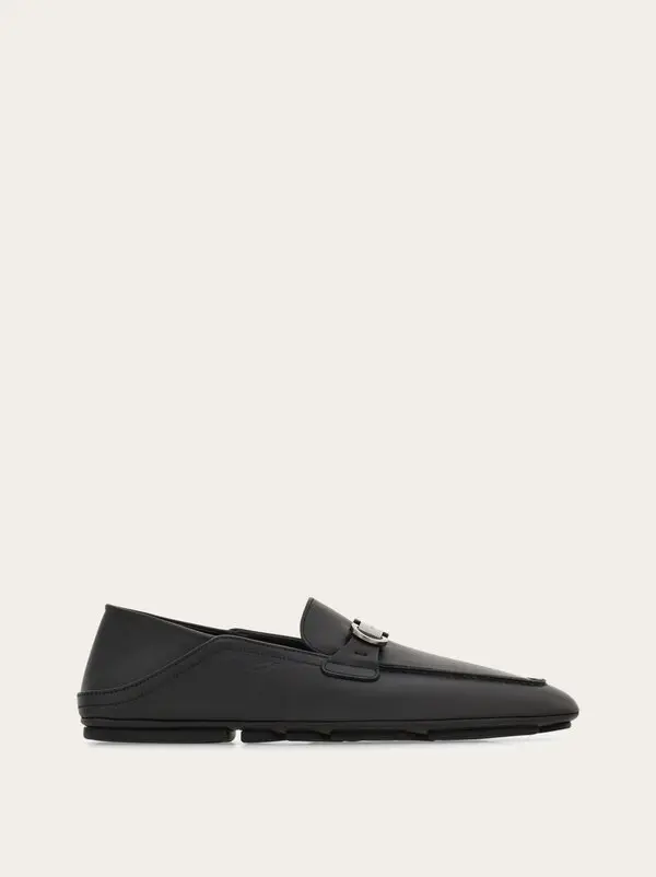FERRAGAMO Hybrid Gancini Driver Loafer - Black