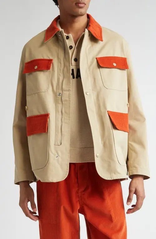 BODE Corduroy Trim Cotton Twill Hunting Jacket - Multicolor