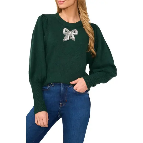 CECE DUPRAZ Sequin Bow Sweater