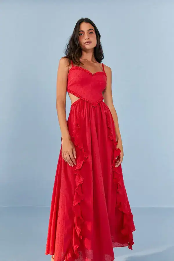 farm rio heart maxi dress Farm Rio Heart Maxi Dress - Red