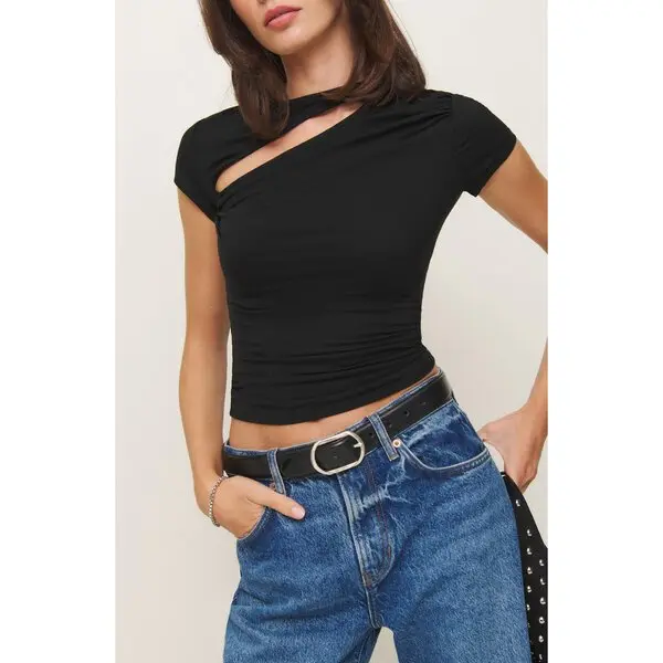 REFORMATION Else Cutout Cap-sleeve Top