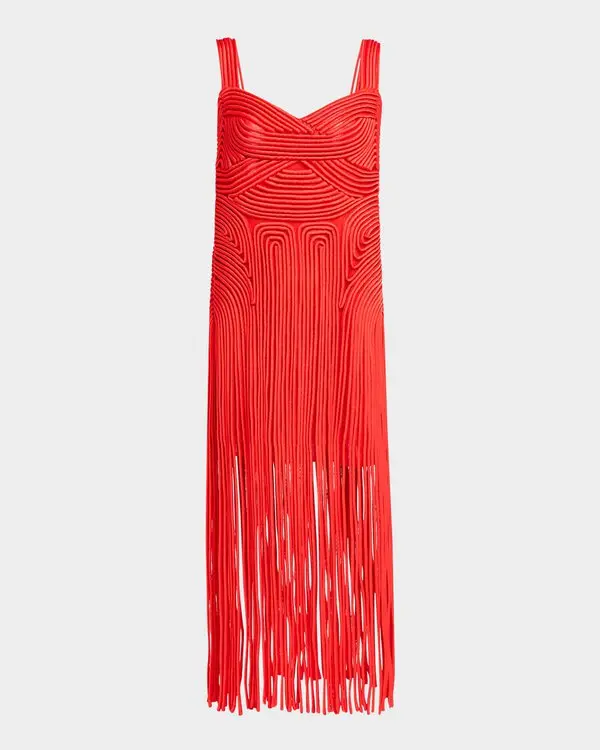Simkhai Darby Macramé Fringe Midi Dress