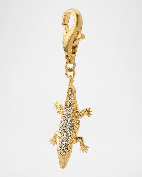 Golden Goose Alligator Bag Charm - Gold/crystal