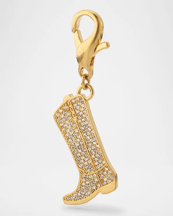 Golden Goose Cowboy Boot Bag Charm - Gold/crystal
