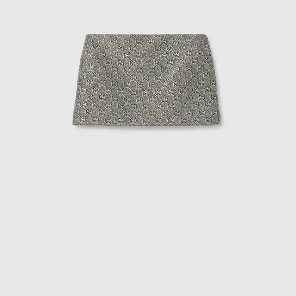 Gucci Embroidered Gg Wool Tweed Mini Skirt - Grey