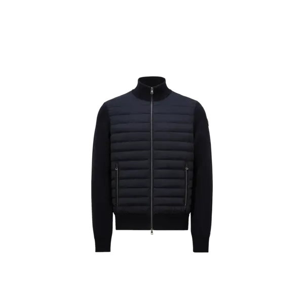 Moncler Padded Crêpe Cotton Zip-up Cardigan - Blue