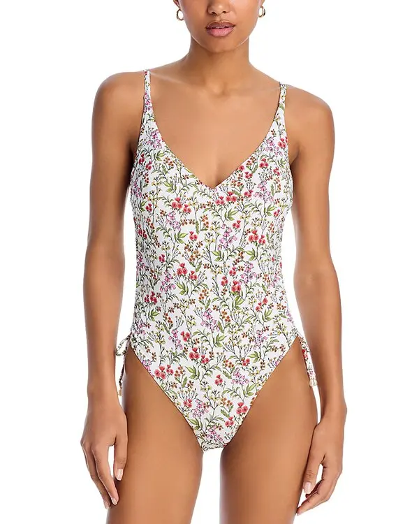 Aqua Swim Drawstring One Piece Swimsuit