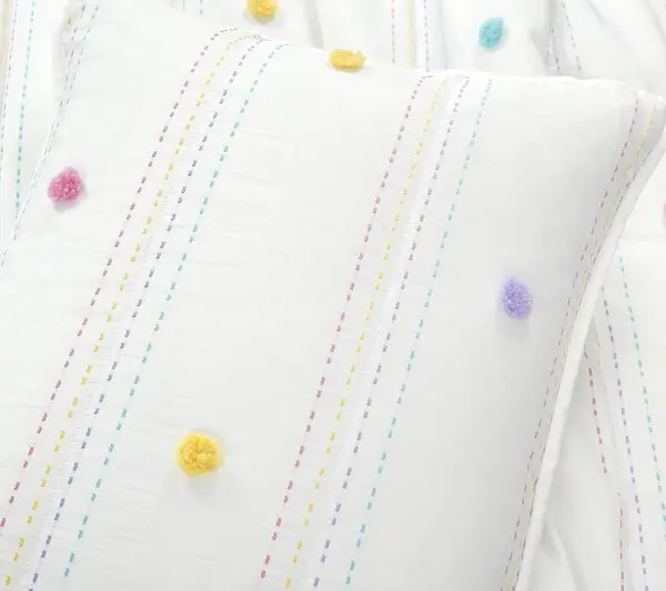 LUSH DECOR Rainbow Pom Pom And Stripes Quilt