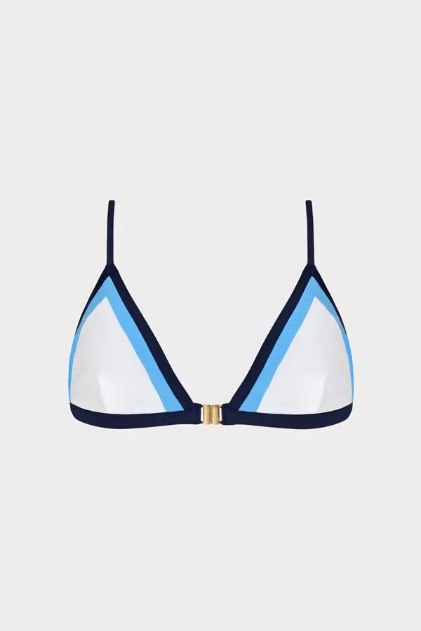 MILLY CABANA Positano Color Block Bikini Top - Navy