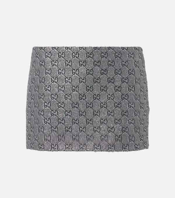 Gucci Gg Lamé Mini Skirt - Grey