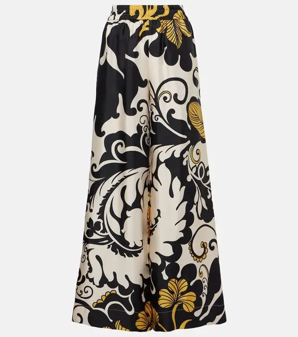 La DoubleJ Printed Silk Twill Palazzo Pants