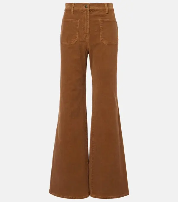 NILI LOTAN Florence High-rise Corduroy Flared Pants - Brown