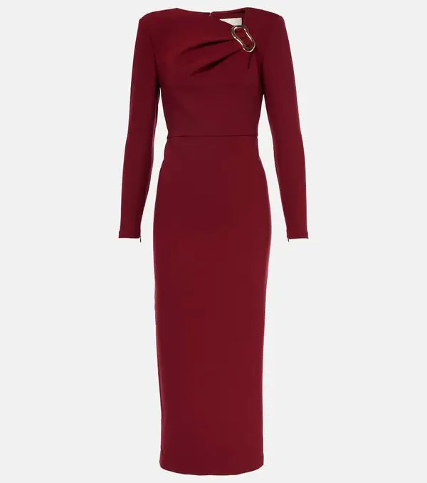 Roland Mouret Long-sleeved Crêpe Midi Dress - Burgundy