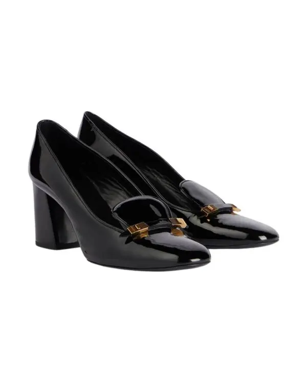 Khaite Elio Patent Leather Loafer Pumps - Black