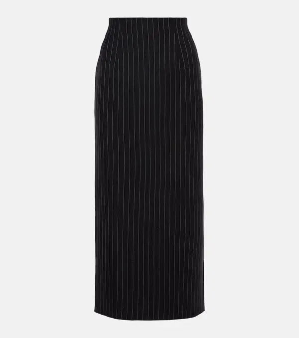 Wardrobe.NYC Pinstriped Wool Midi Skirt