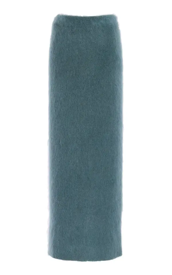 AISLING CAMPS Brushed Mohair-blend Midi Skirt - Blue