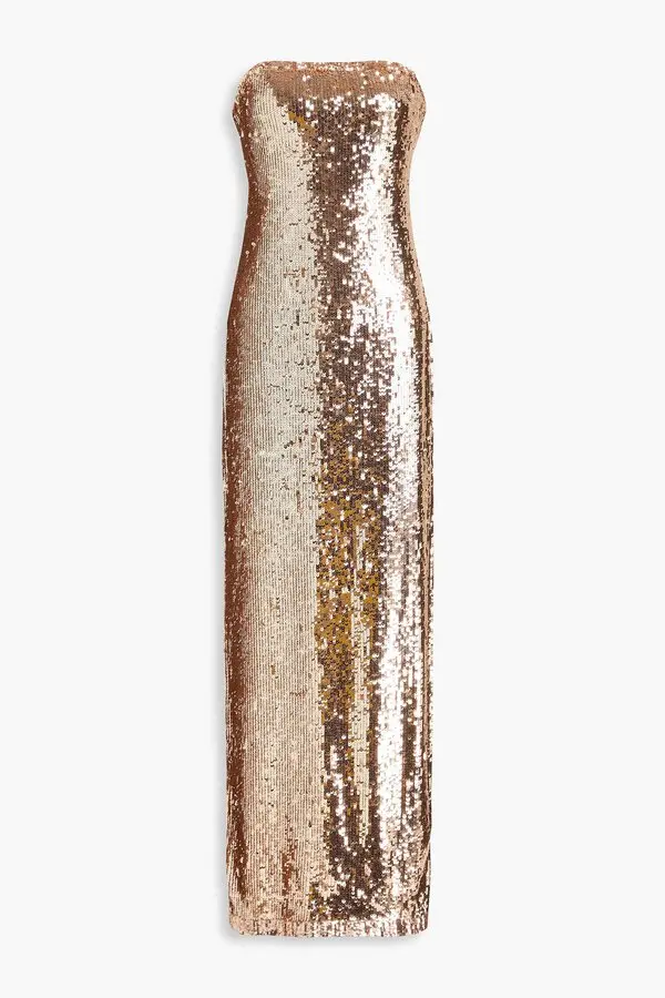 Alice + Olivia Strapless Sequined Maxi Dress