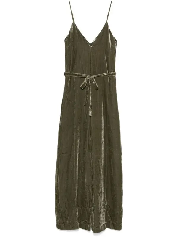 Gold Hawk Velvet Palazzo Jumpsuit - Green