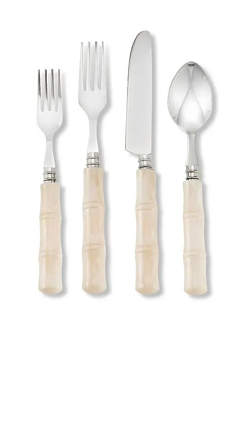 CHEFANIE Pearly White Bamboo Flatware Set