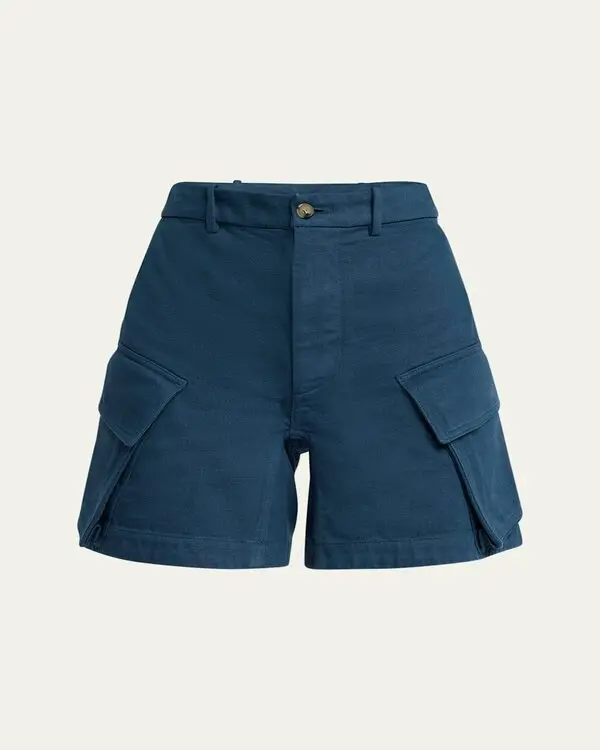 JW Anderson High-rise Relaxed Fit Cargo Shorts - Light Indigo
