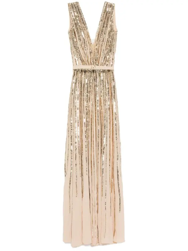 SAIID KOBEISY Sequin Long Dress - Neutrals