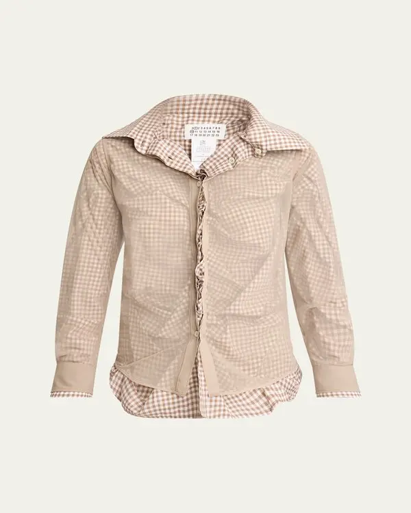 MAISON MARGIELA Ruched Check Blouse