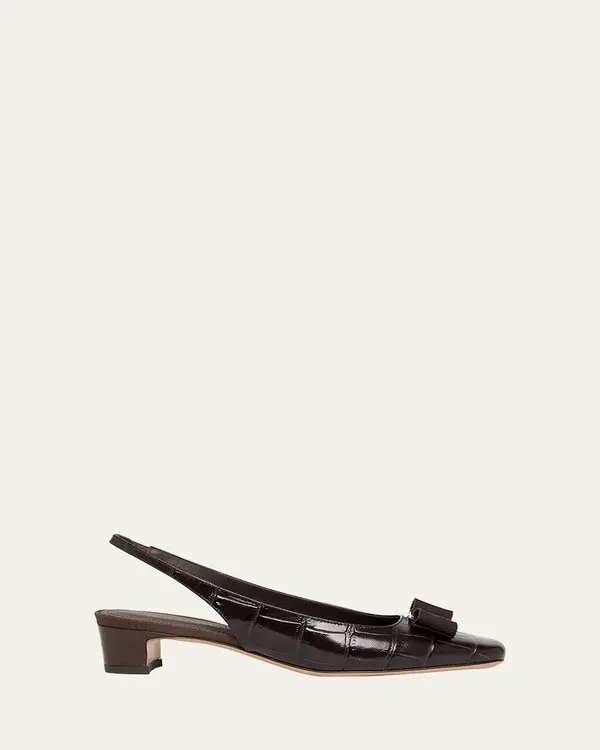 FERRAGAMO Rivada Embossed Slingback Pumps - Testa Di Moro