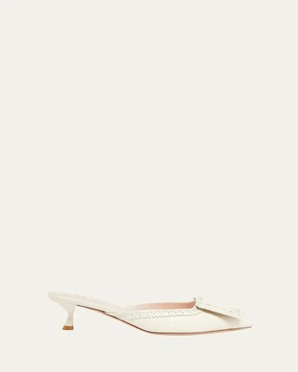 ROGER VIVIER I Love Vivier Perforated Leather Mule Pumps - Cire