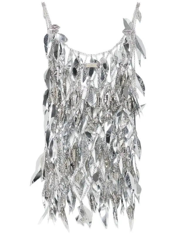 Rabanne Chainmail Top With Leaf Appliqu