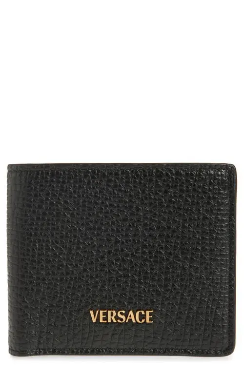 Versace Myth Leather Bifold Wallet - Black-versace Gold