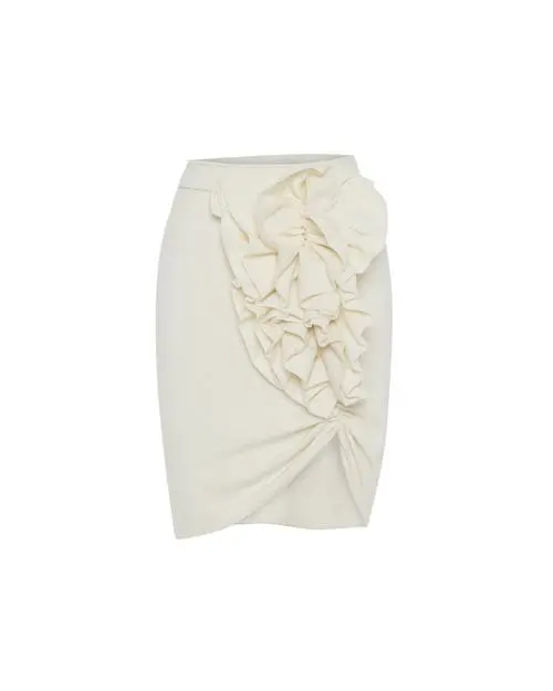 THEO THE LABEL Nomia Ruffle Knit Skirt - Ivory