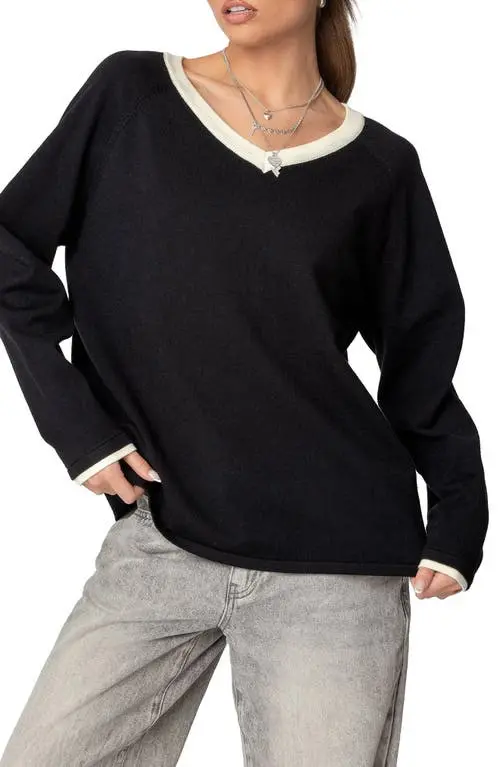 EDIKTED Contrast V-neck Sweater