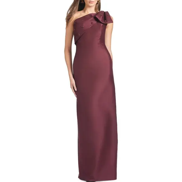 Sachin & Babi Olivia One-shoulder Gown - Malbec