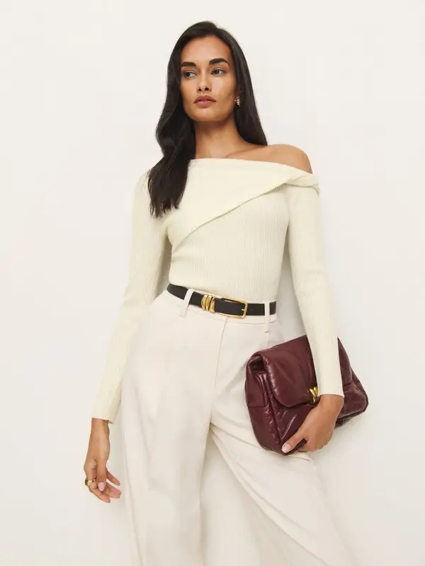 REFORMATION Lilou Regenerative Merino Sweater - Cream