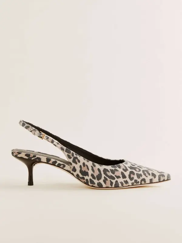 REFORMATION Wrenley Heeled Slingback - Leopard Suede