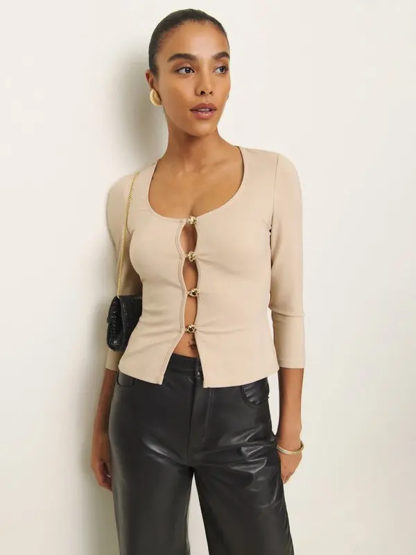 REFORMATION Owen Knit Top - Fior Di Latte