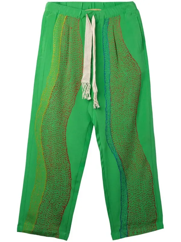 GLASS CYPRESS Curves Silk Trousers