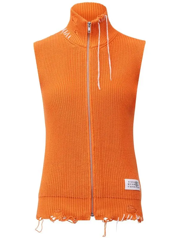 MAISON MARGIELA Ribbed-knit Cardigan - Orange