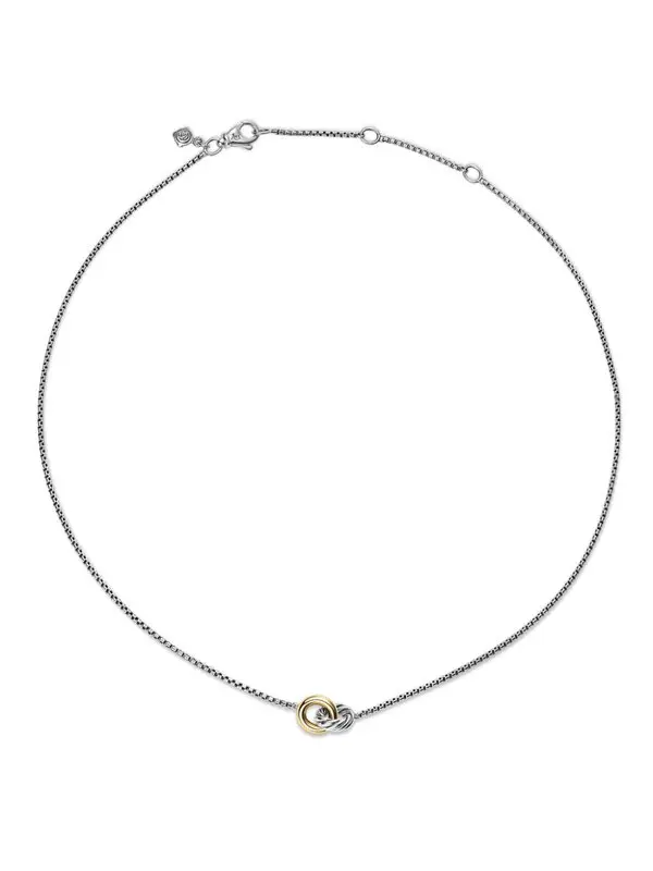 David Yurman 14kt Gold Petite Cable Linked Necklace - Silver