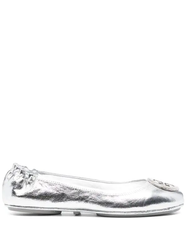 Tory Burch Minnie Travel Ballet Flats - Silver