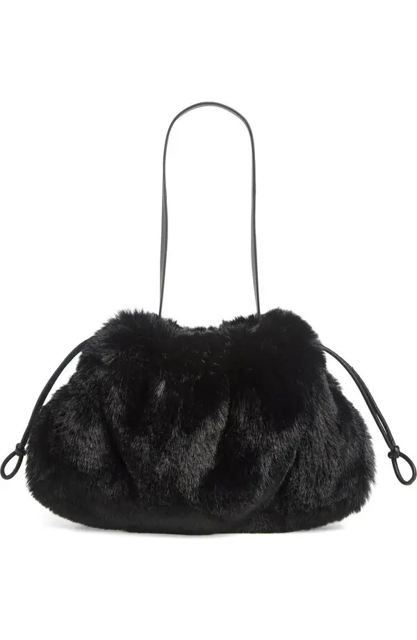 Cos Faux Fur Clutch Black Dark Editorialist