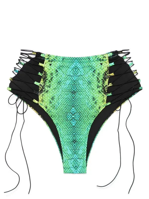 NOIRE SWIMWEAR Snake-print High-waist Bikini Bottom