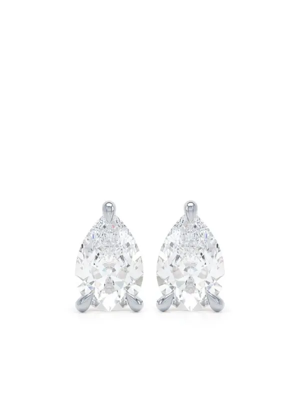 LOEV 18kt Recycled White Gold Pear Diamond Stud Earrings