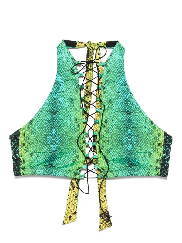 NOIRE SWIMWEAR Snake-print Bikini Top